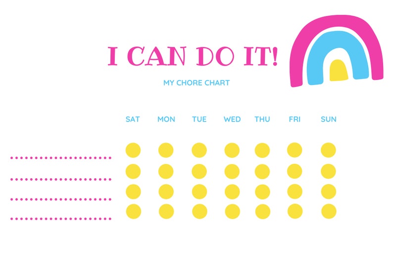 Rainbow Chore Chart - Etsy