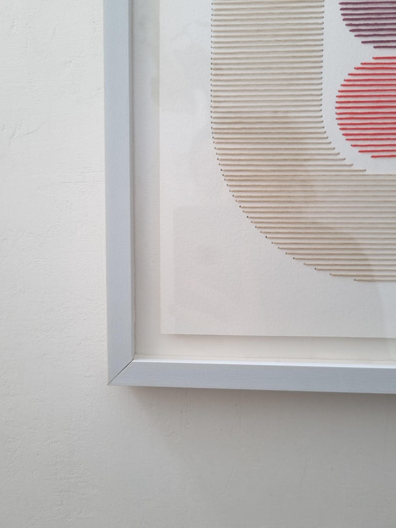 Minimalist Fiber Art, Modern Embroidered Paper Wall Decor - Etsy