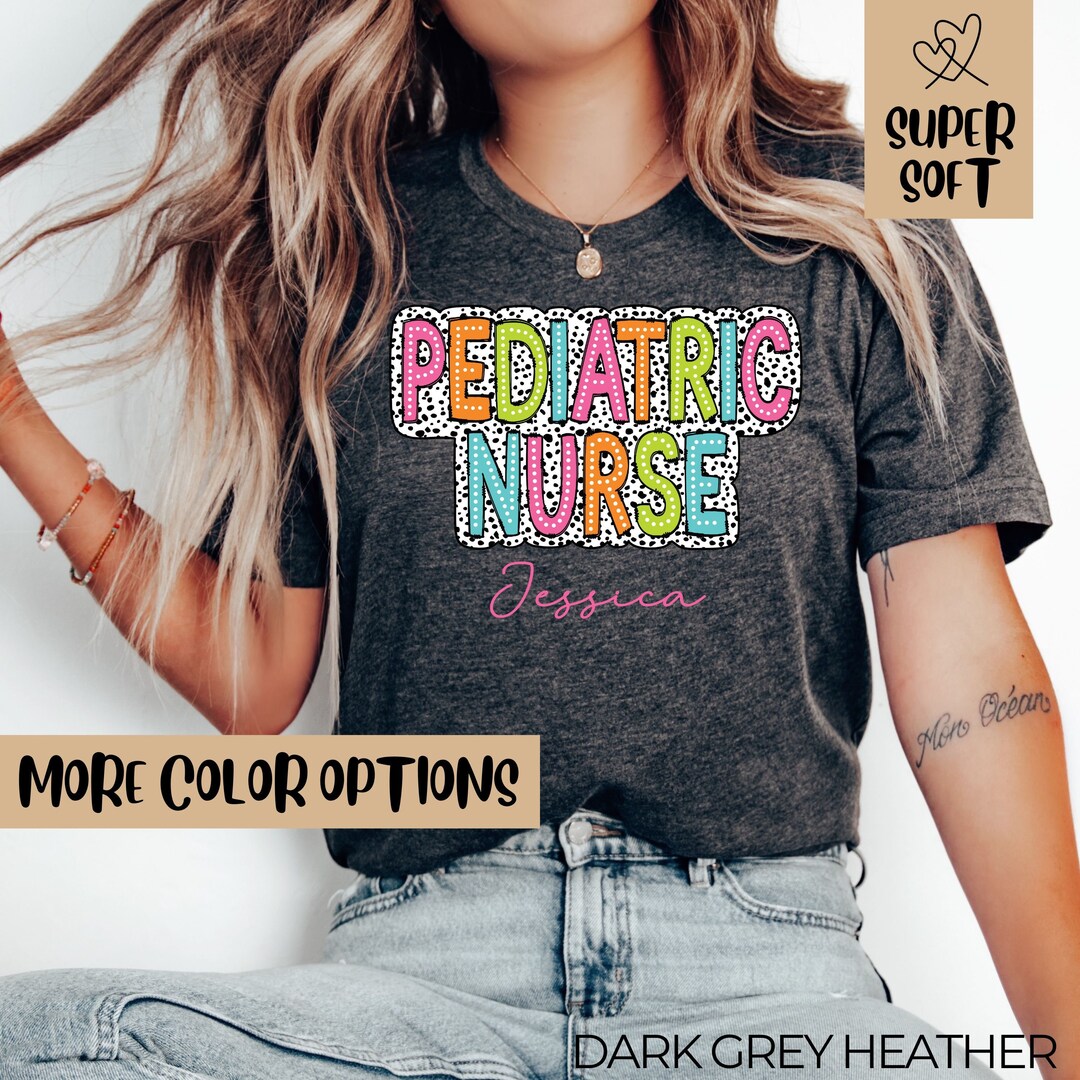 Pediatric Nurse Shirt With Name, Dalmatian Peds Nurse Tee, Personalized ...