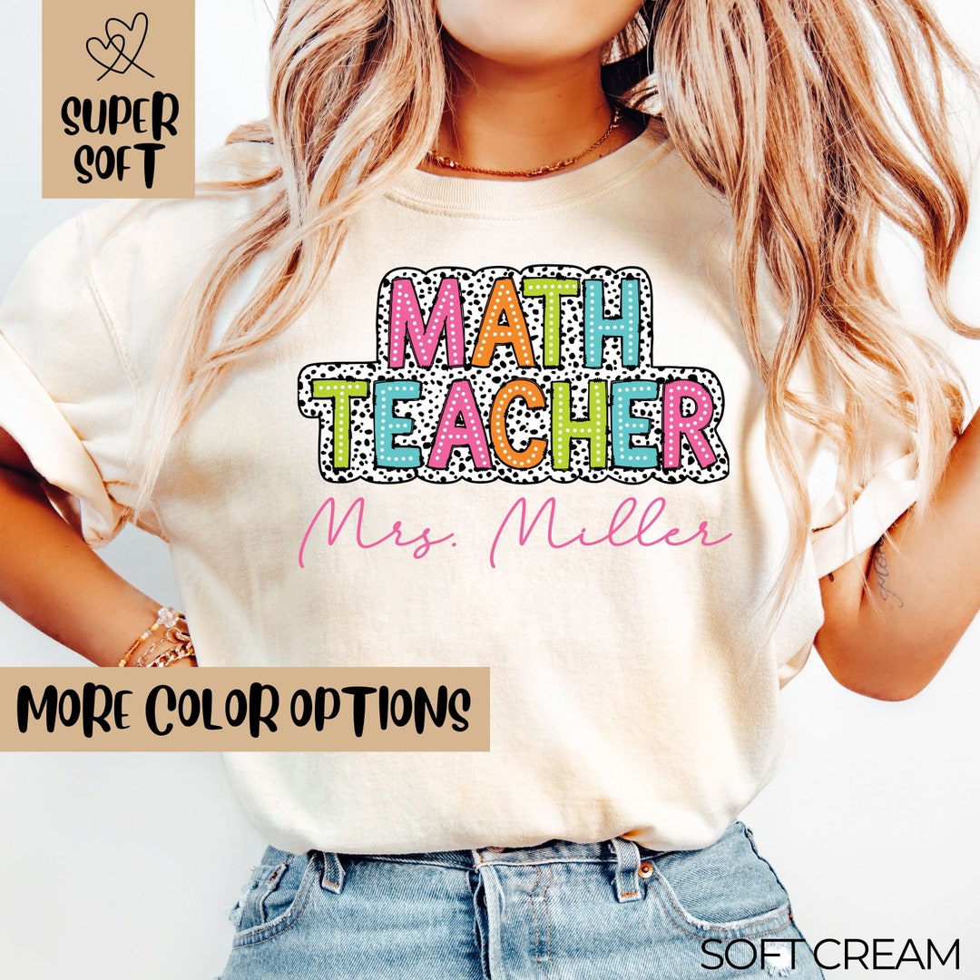 Math Teacher Shirt With Name, Dalmatian Geometry Teaching Tee ...