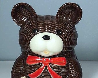 Vintage Ceramic Teddy Bear Coin Bank in Vintage Good - Etsy