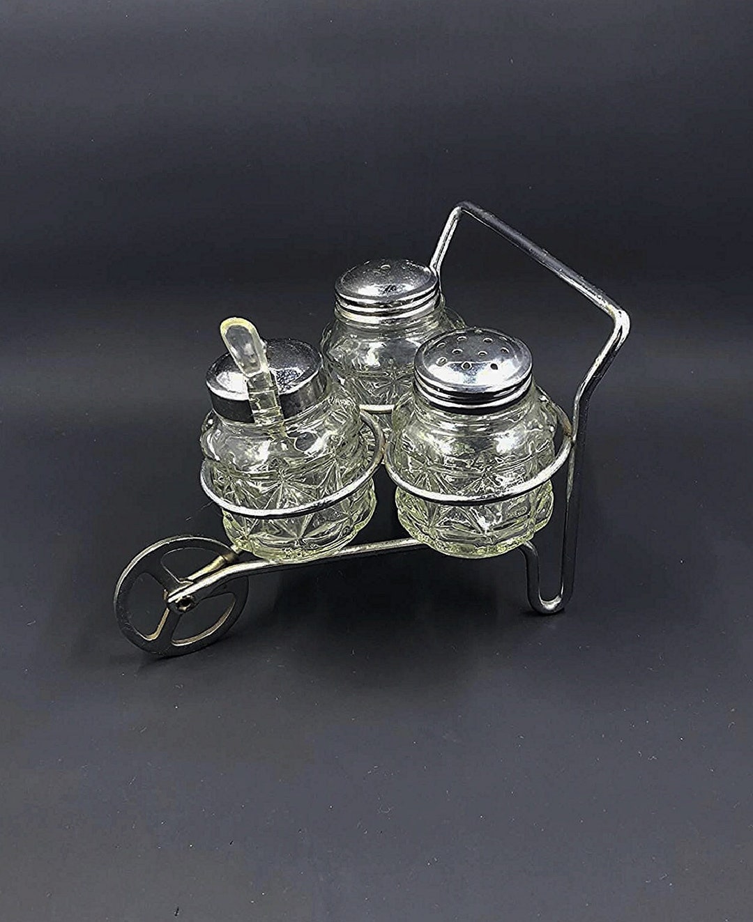 Vintage Metal Wheelbarrow Condiment Caddy Set - Etsy