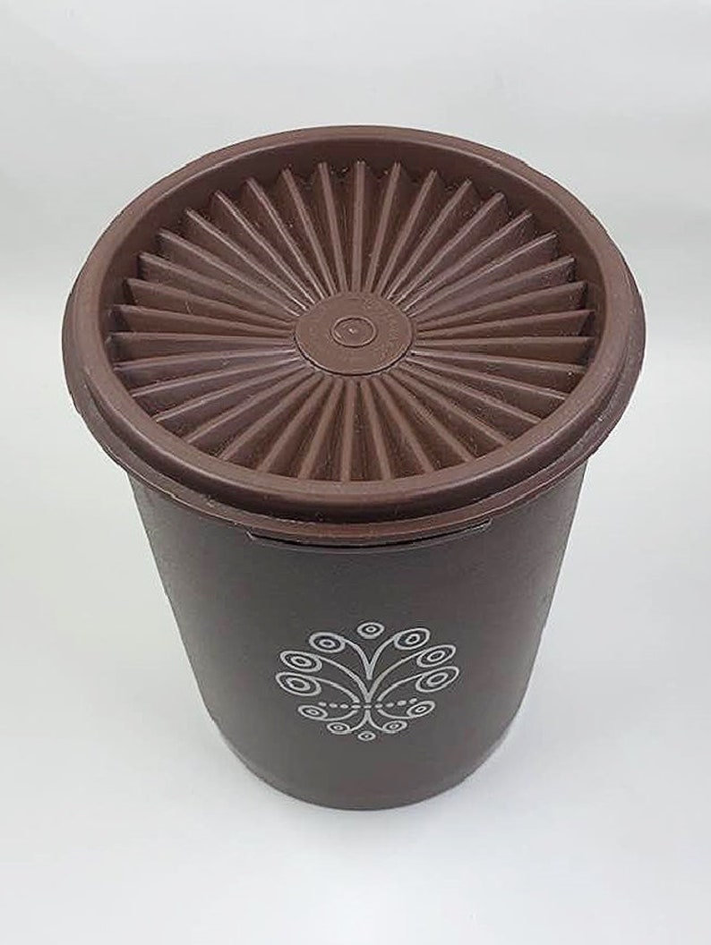 Vintage Tupperware Brown Storage Canister - Etsy