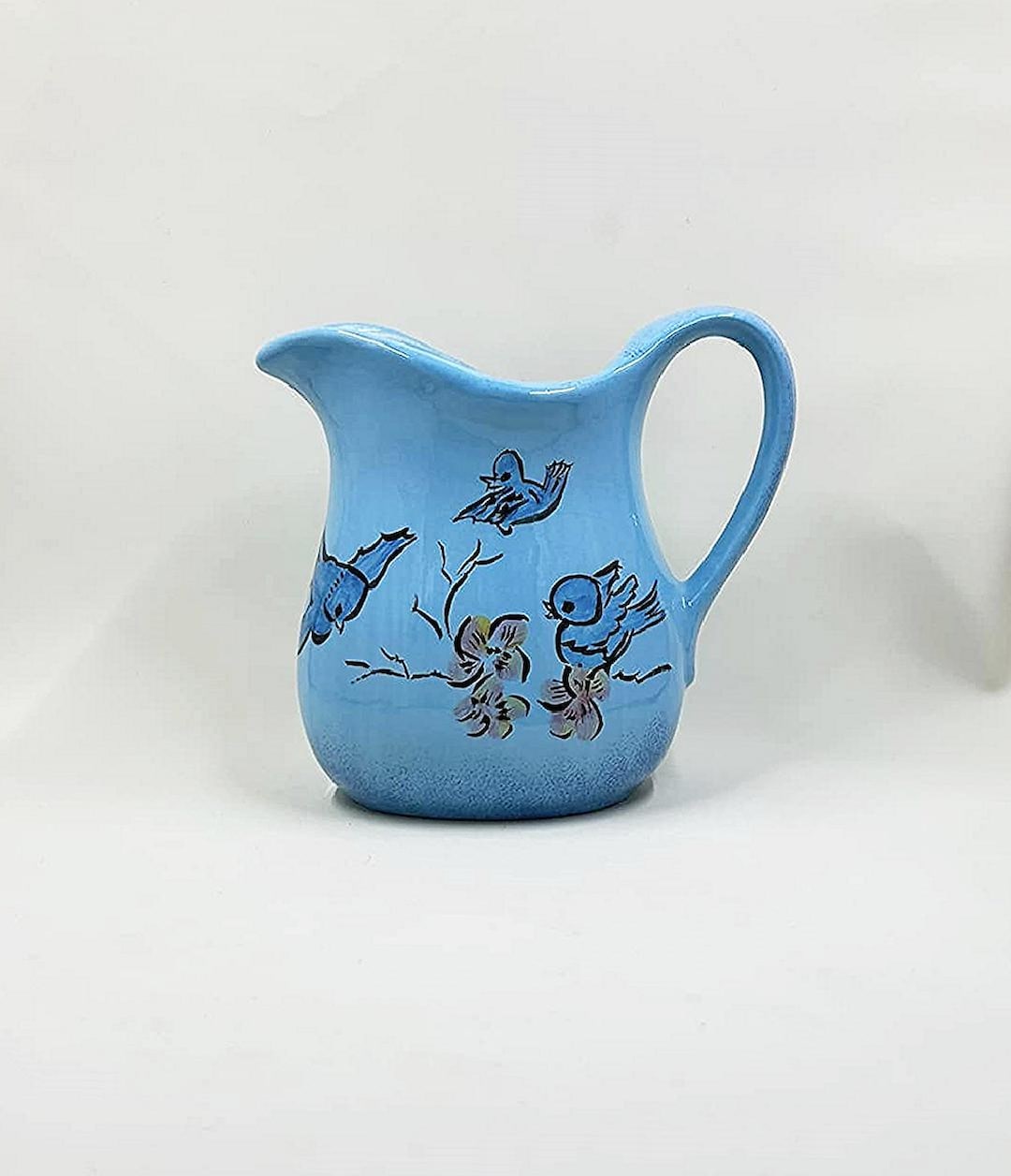 Vintage Hand Painted Bluebird Milk Pitcher - Etsy