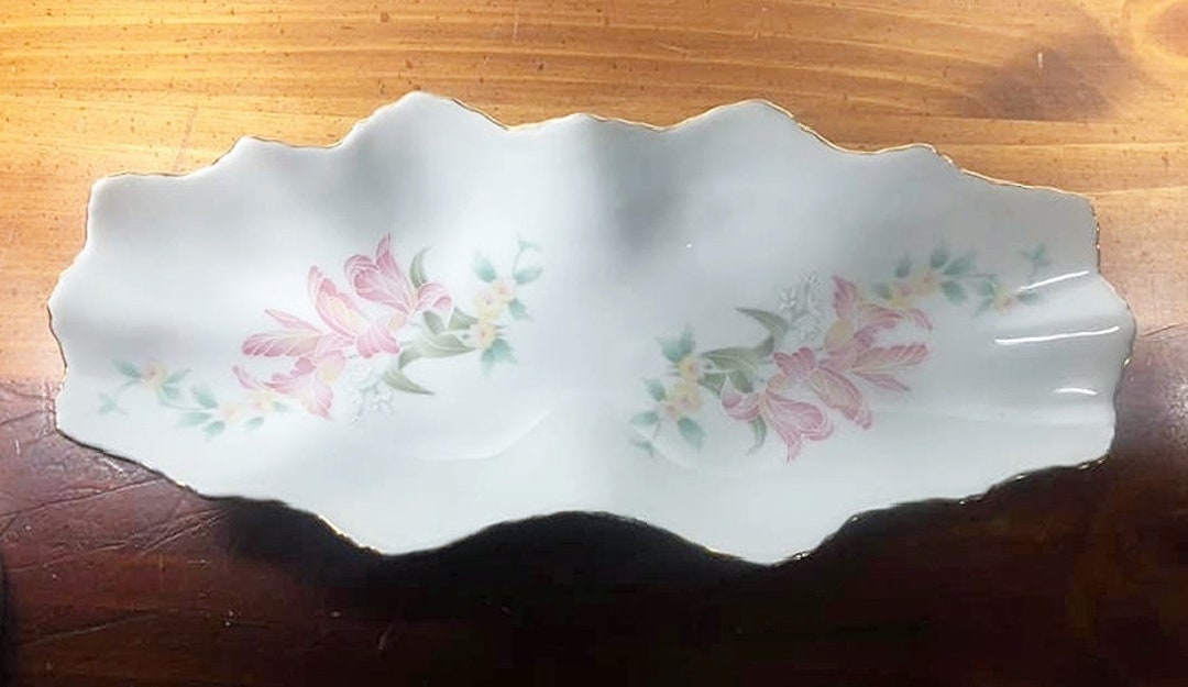 Hand Decorated Winrose Porcelain Floral Tray – Pink Iris Design With ...