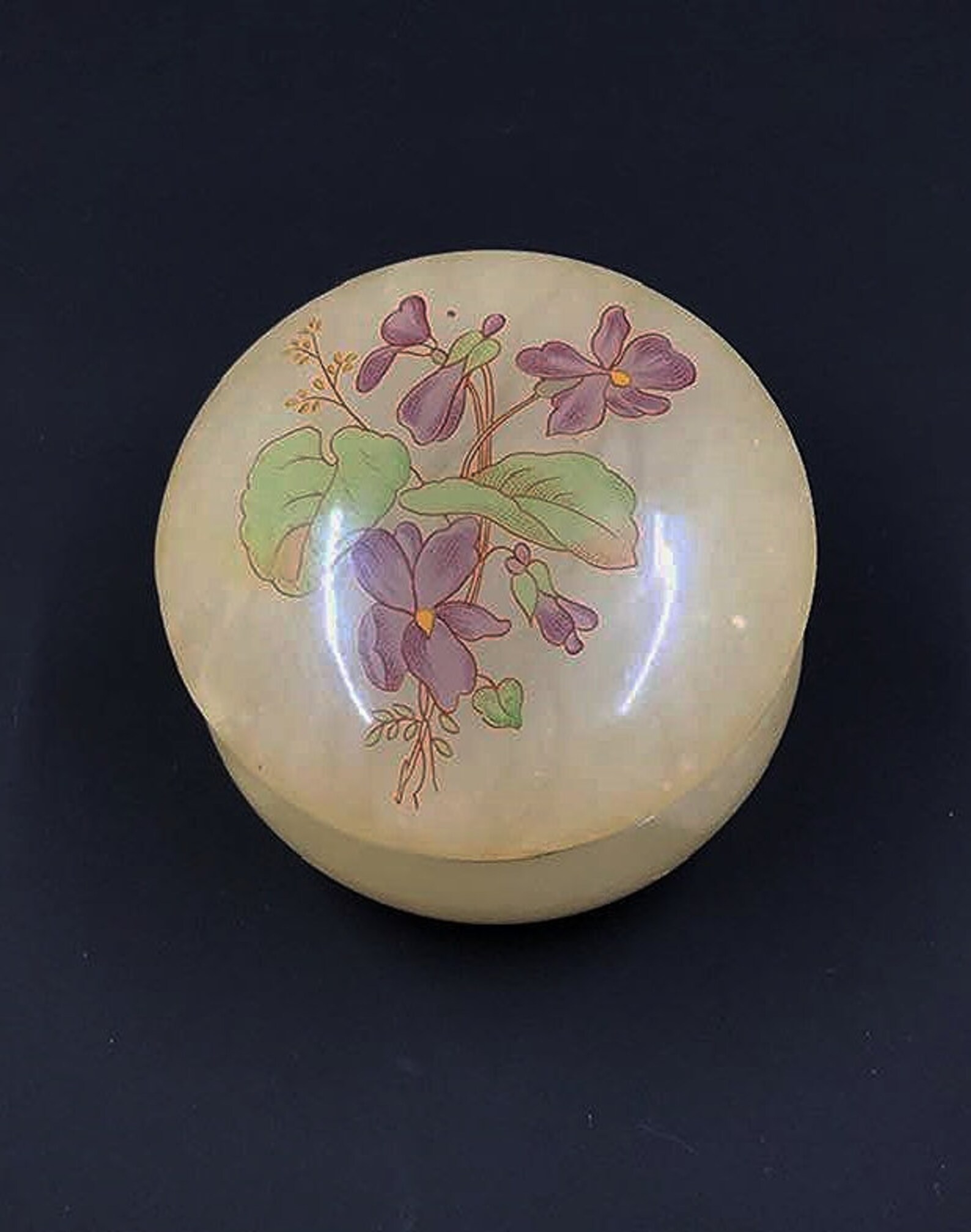 Vintage Genuine Alabaster Hand Carved Trinket Box - Etsy