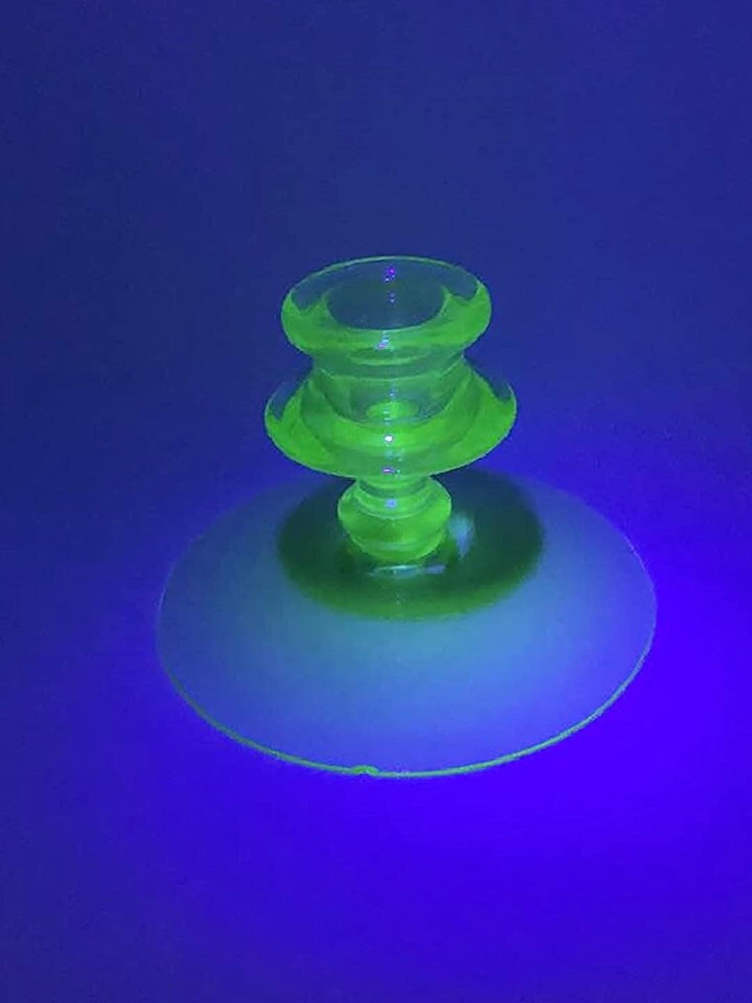 Vintage Green Depression Glass UV Glow Candlestick Holder Glass - Etsy