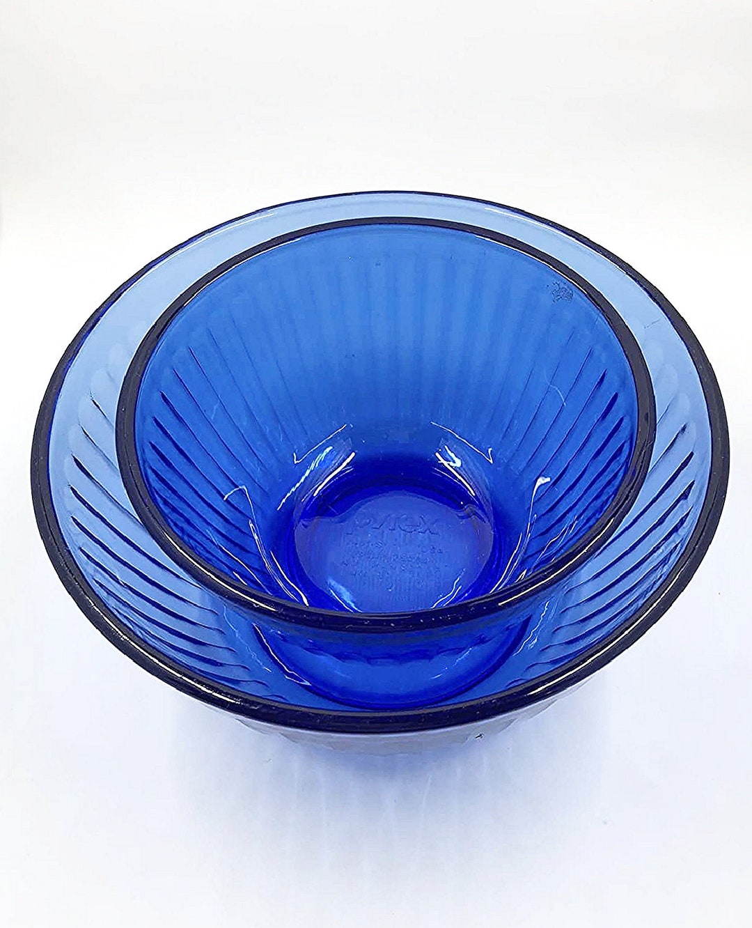 Vintage Cobalt Blue Pyrex Ribbed Glass Mixing Bowls - Etsy