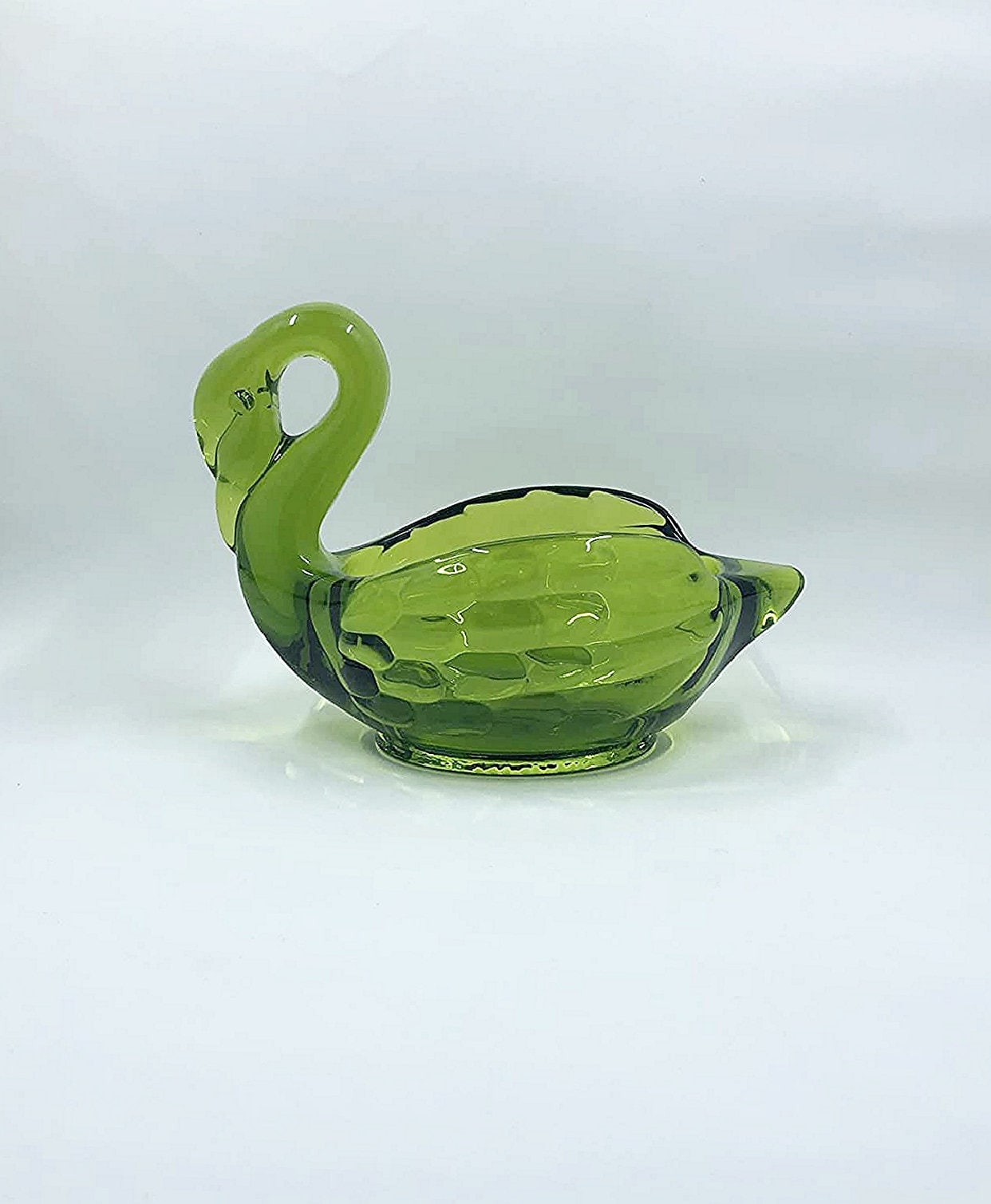 Vintage Viking Glass Green Swan Candy Dish - Etsy