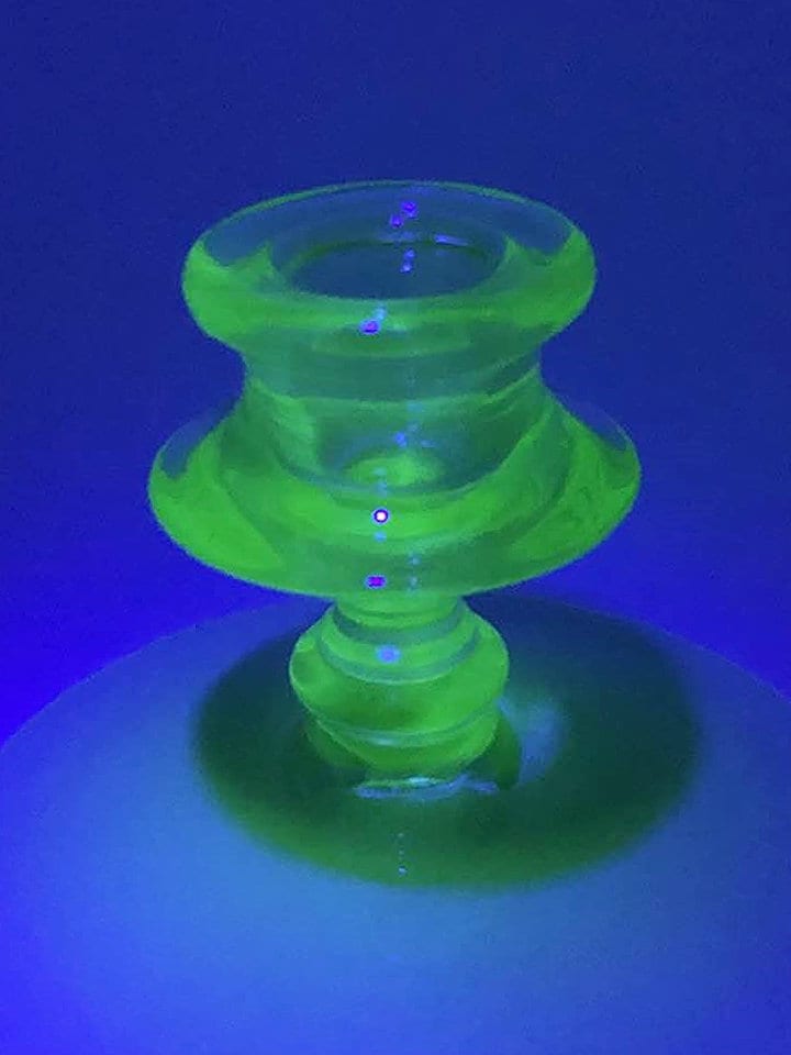 Vintage Green Depression Glass UV Glow Candlestick Holder - Etsy