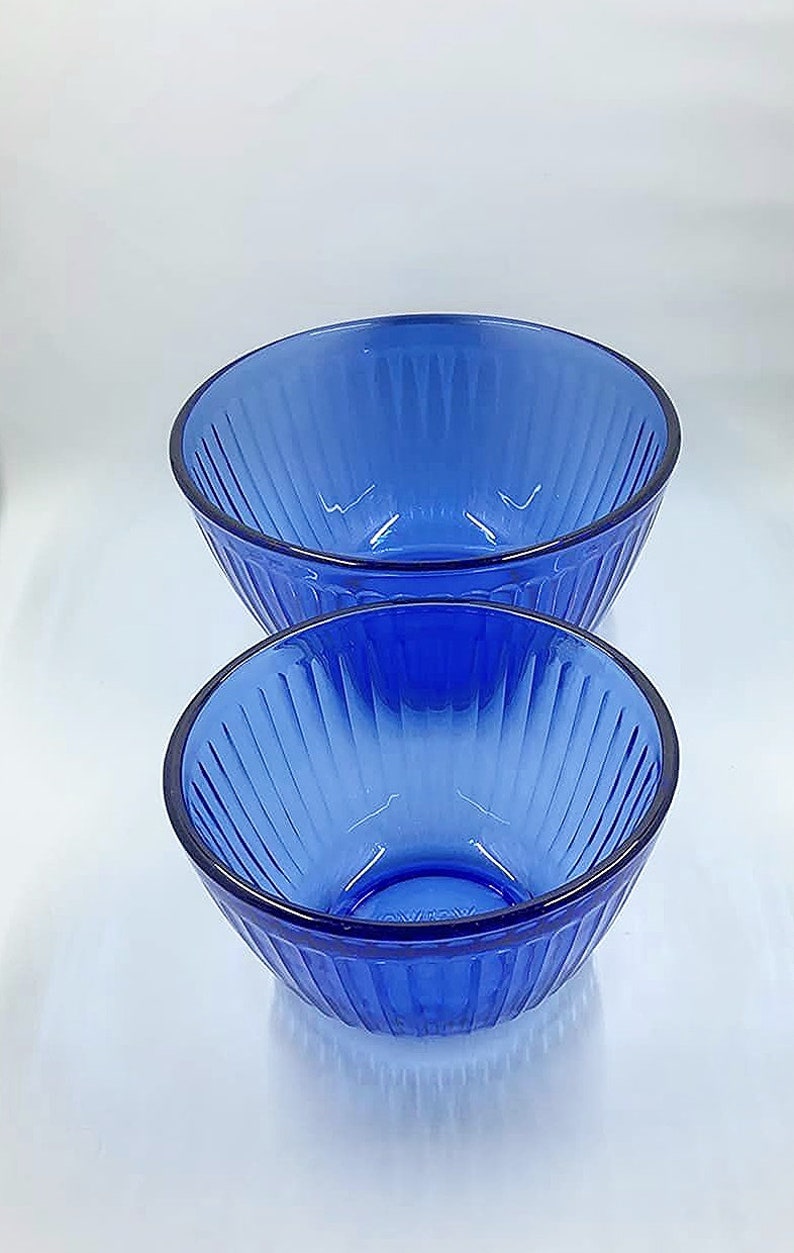 Vintage Cobalt Blue Pyrex Ribbed Glass Mixing Bowls - Etsy