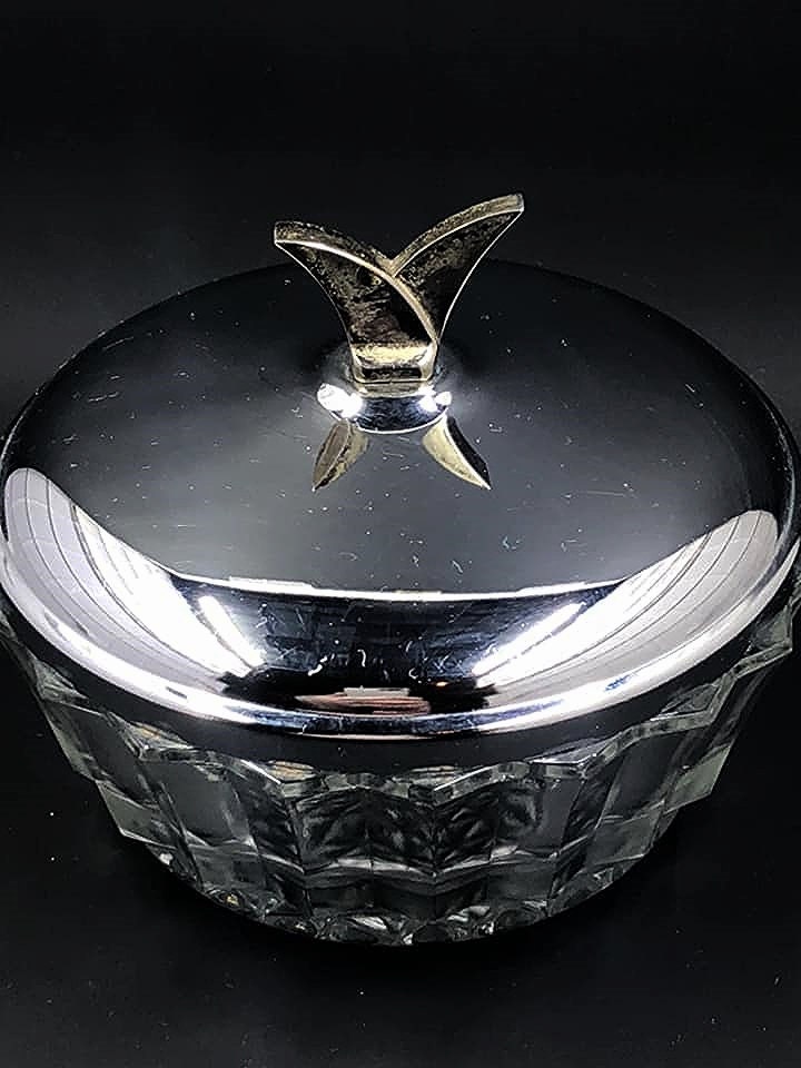 Vintage Lidded Glass Powder Dish - Etsy