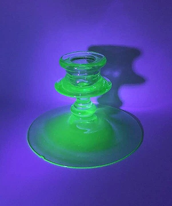 Vintage Green Depression Glass UV Glow Candlestick Holder Glass - Etsy