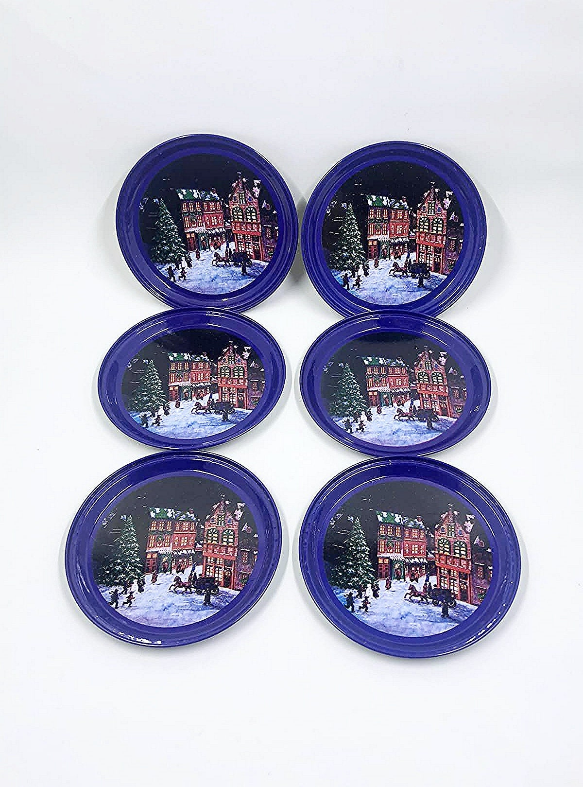 Vintage Round Tin Christmas Scene Coasters - Etsy
