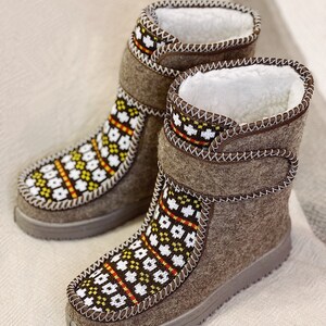 RUSSIAN VALENKI Women Boots Winter With Fur Rubber Soles Walenki ...