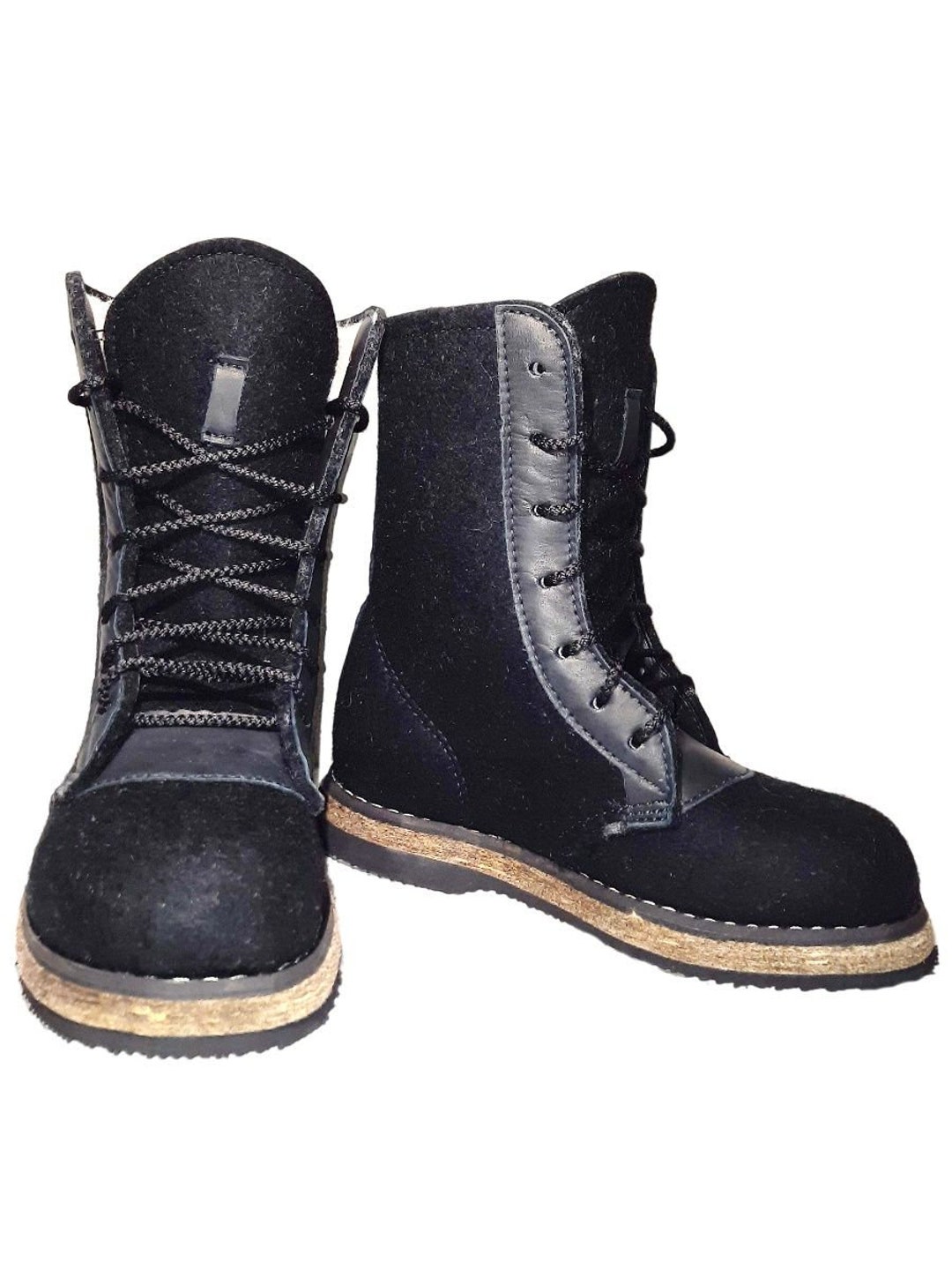 Russian Original Valenki Black Felt Boots 100% Wool Winter Walenki ...