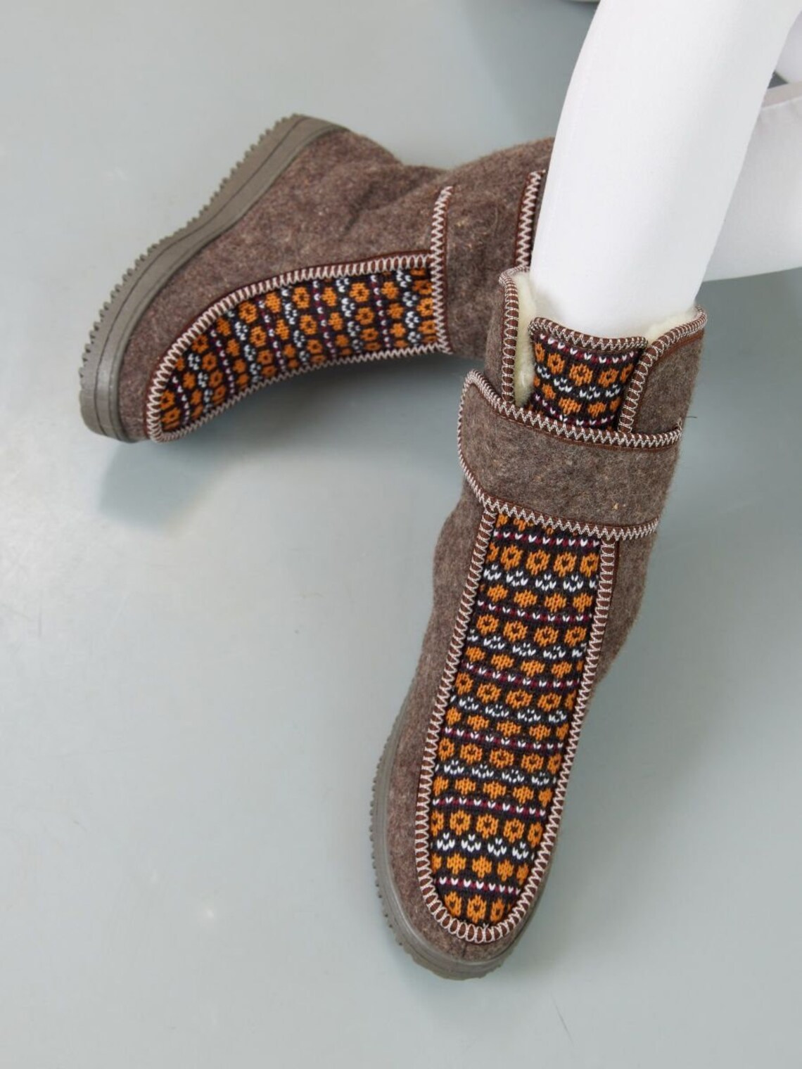 RUSSIAN VALENKI Women Boots Winter With Fur Rubber Soles Walenki ...