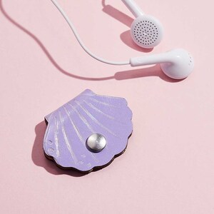 Shell Earphone Tidy + Cable Organiser | Leather Earbud Wire Wrap ...
