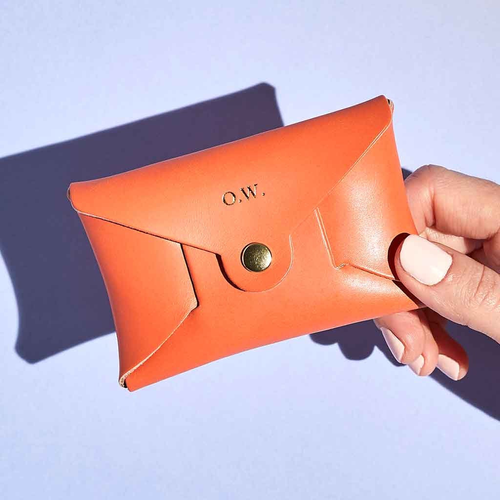 Personalised Leather Coin Purse Women / Orange Leather Purse / | Etsy