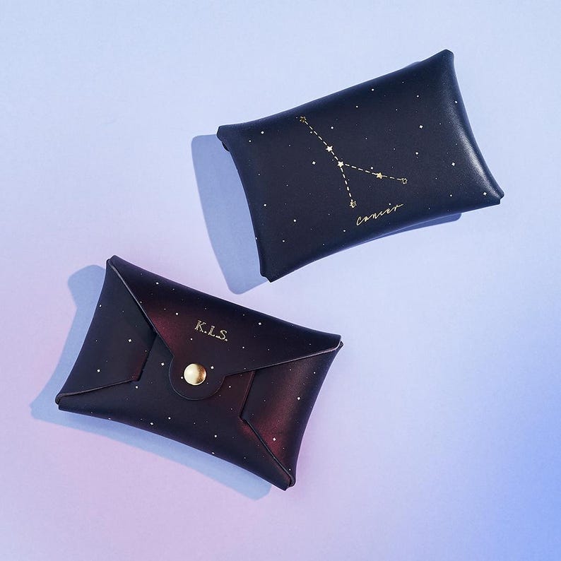 Personalised Leather Star Sign Zodiac Coin Purse *US TARIFFS COVERED ...