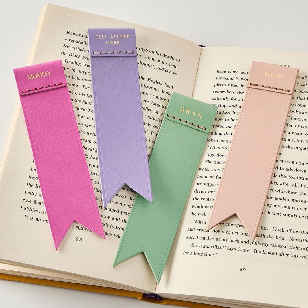 Personalised Hand Stitched Leather Bookmark | Luxury Leather Bookmark ...