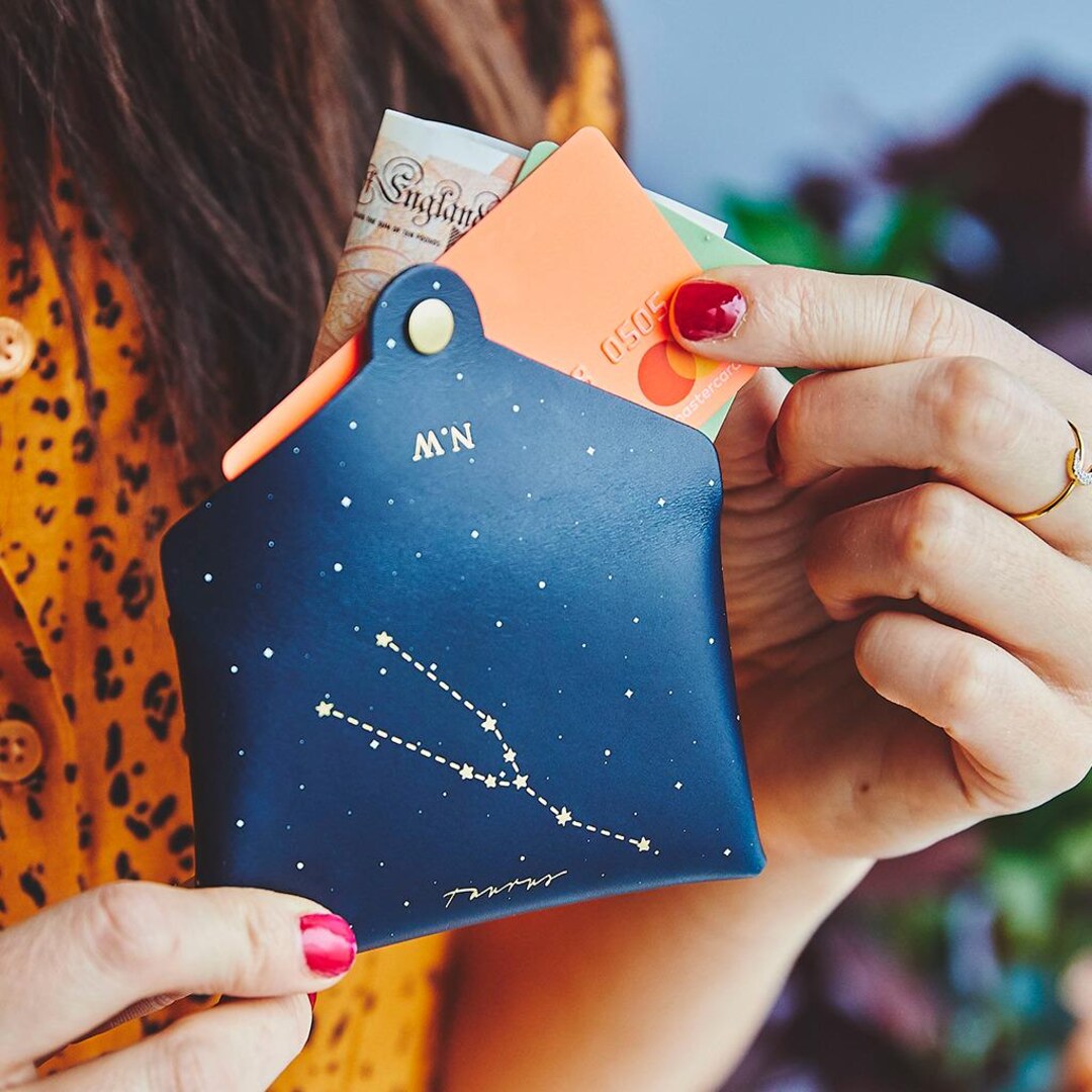 Personalised Leather Star Sign Zodiac Coin Purse *US TARIFFS COVERED ...