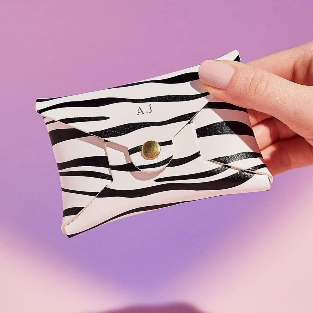 Personalised Leather Coin Purse Women / Zebra Print Purse / Animal ...