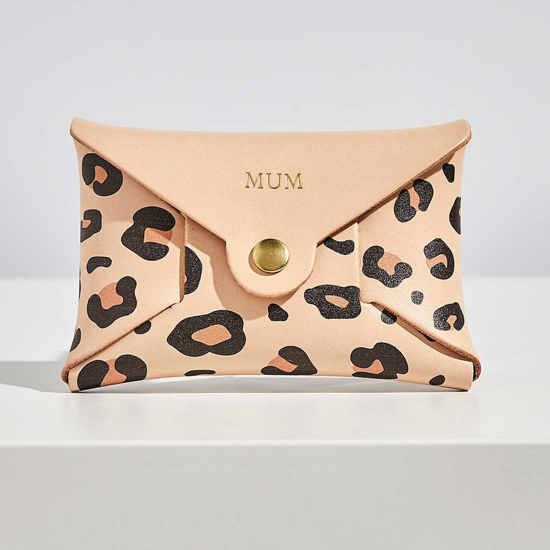 Personalised Leopard Print Leather Card & Coin Purse (+ Hidden Secret ...