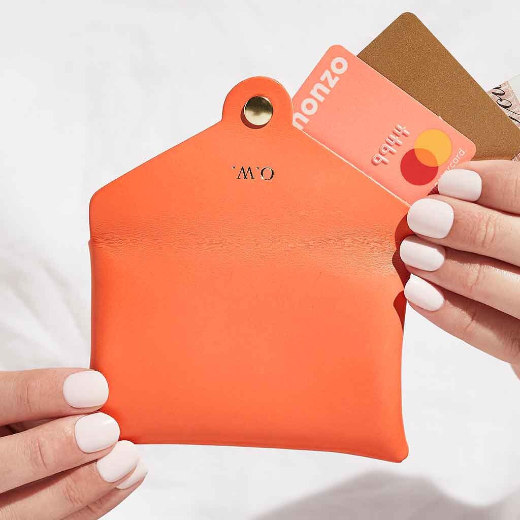 Personalised Leather Coin Purse Women / Orange Leather Purse / | Etsy