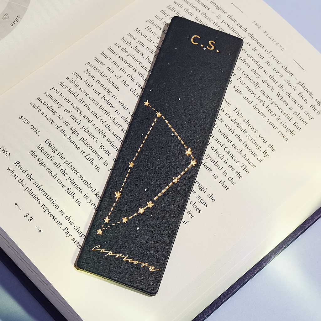 Personalised Star Sign Leather Bookmark + Stamped Name or Initials ...