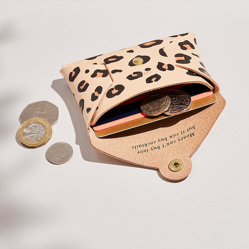 Personalised Leopard Print Leather Card & Coin Purse (+ Hidden Secret ...