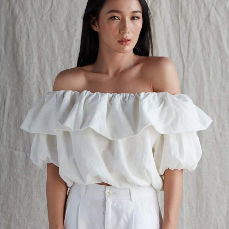 Off Shoulder Ruffle Tops - Etsy