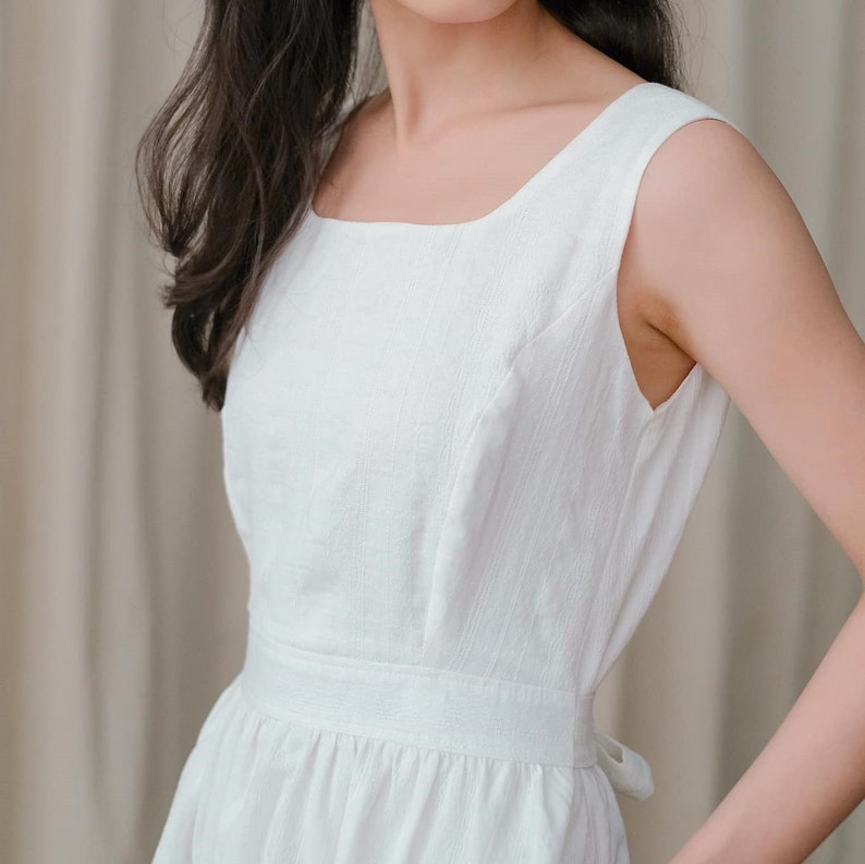 Loose Linen Summer Dress Sleeveless Tie Back Dress Etsy