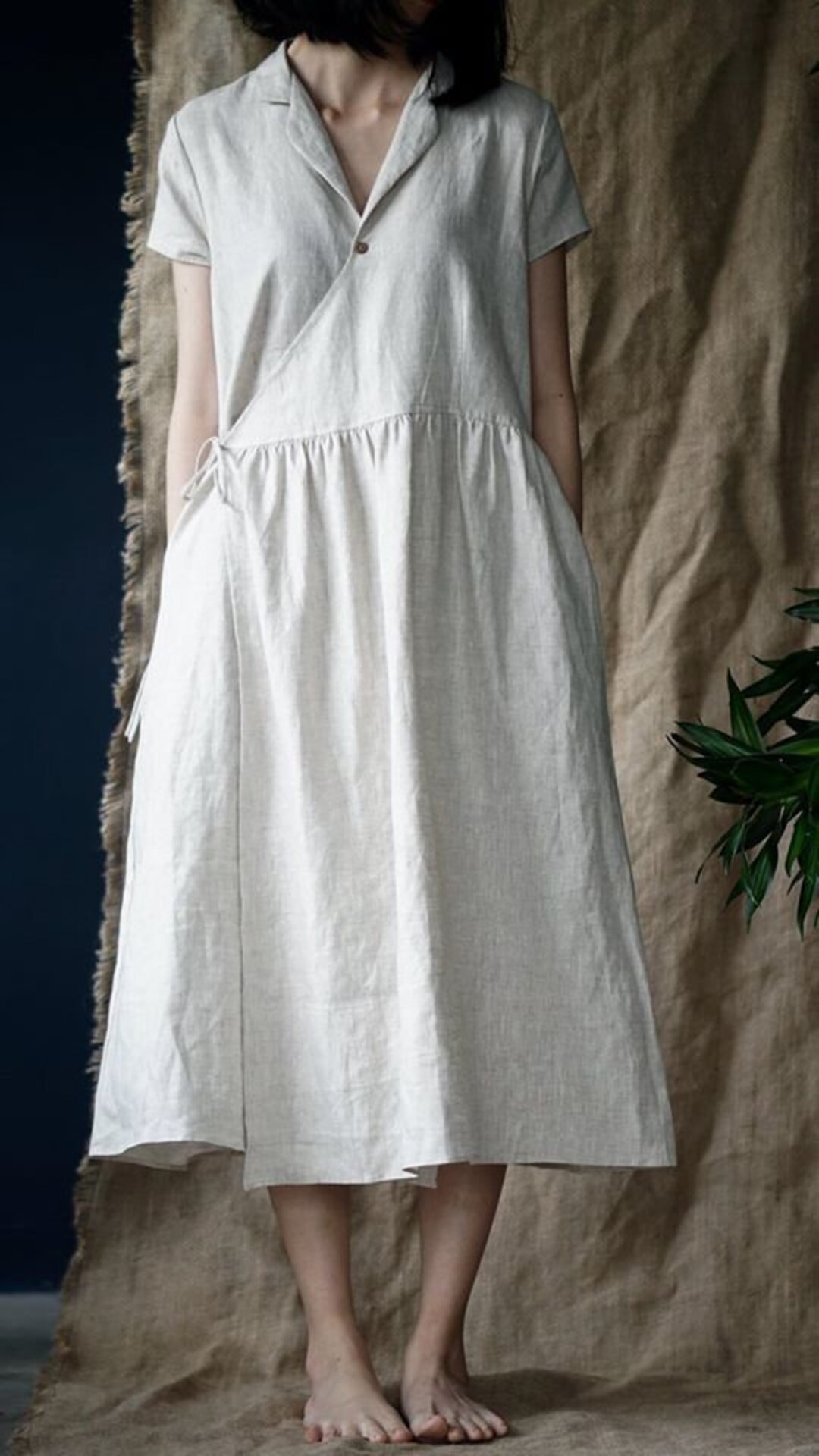 Linen Wrap Dress - Linen A-line Dress - Available in 50 Colors - Etsy