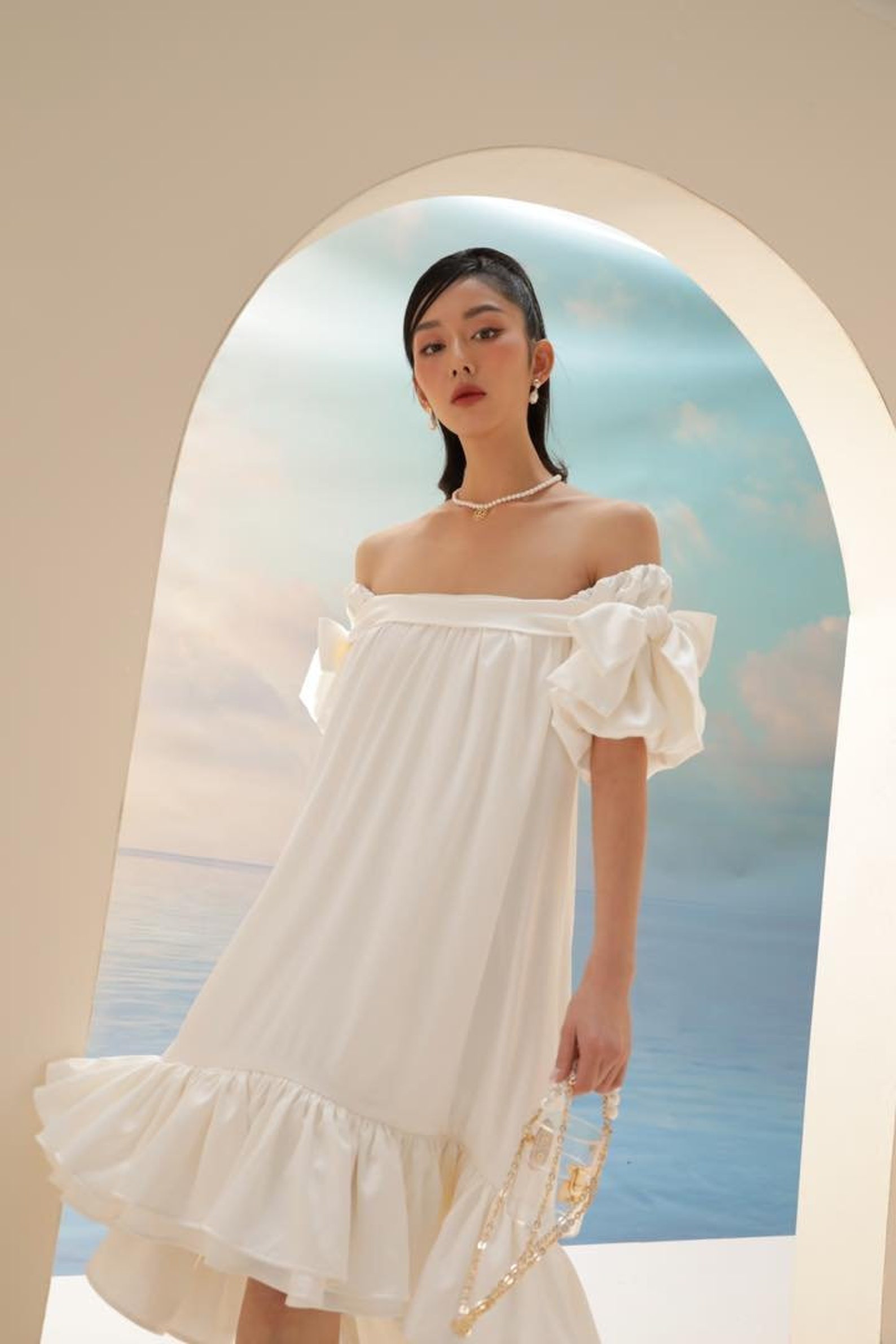 Drop Hem High - Low Midi Silk Dress With off Shoulder in White - Etsy