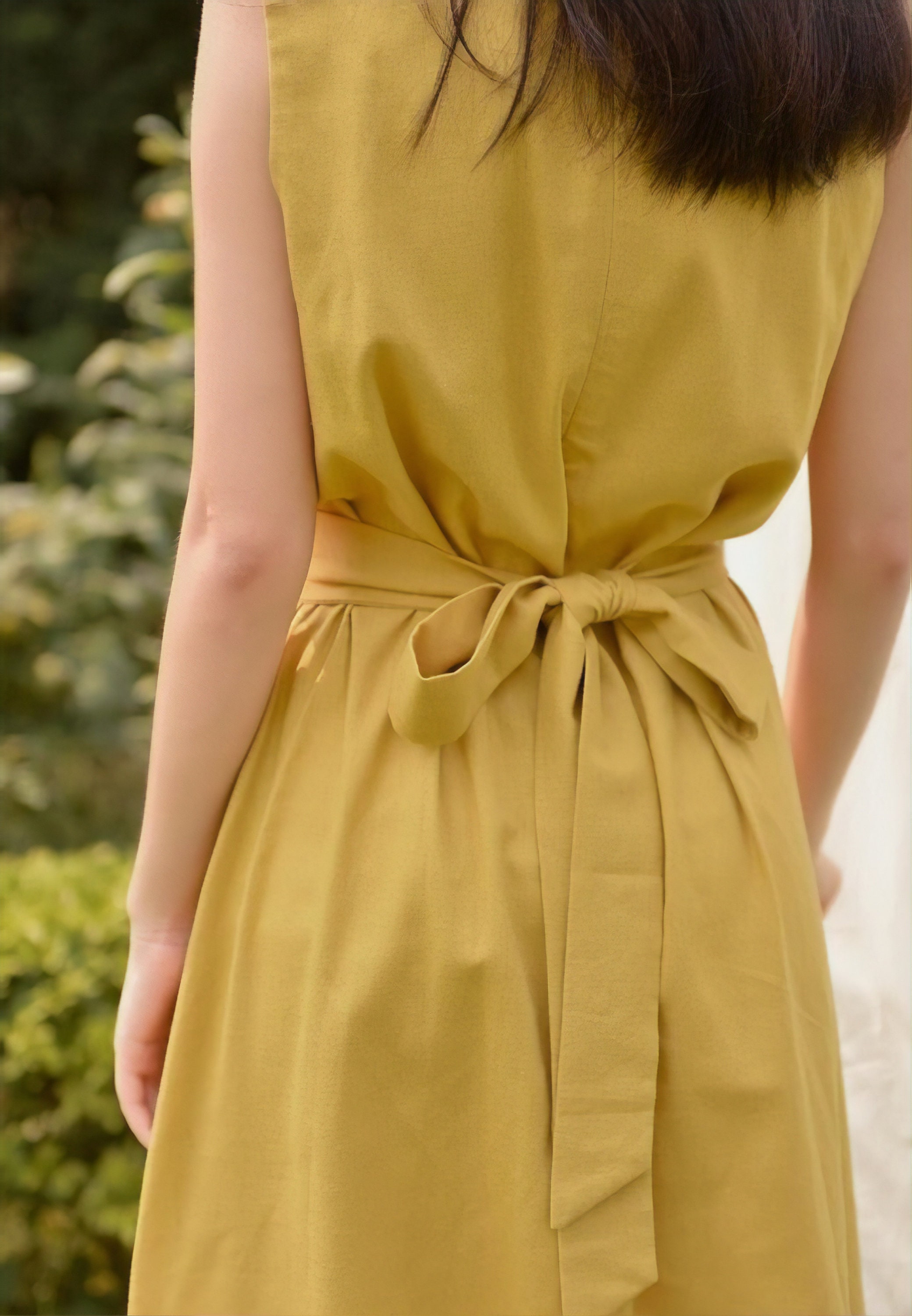 Elegant Pleated Linen Dress / Boat Neckline Summer Dress / Available in ...