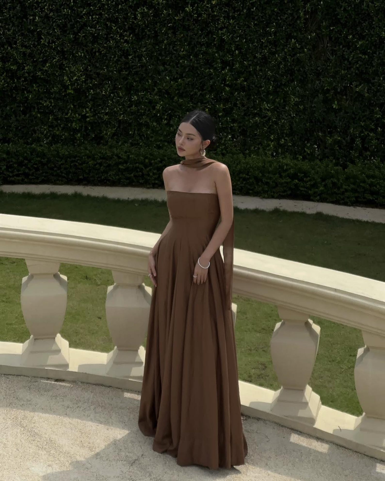 Off Shoulder Maxi Dress With Detachable Scarf / Long Dress / Party ...