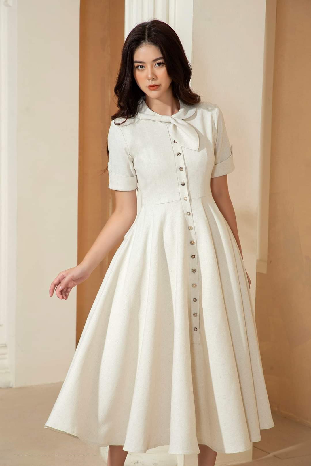 Short Sleeves Linen Shirt Dress A Line Linen Dress Midi - Etsy