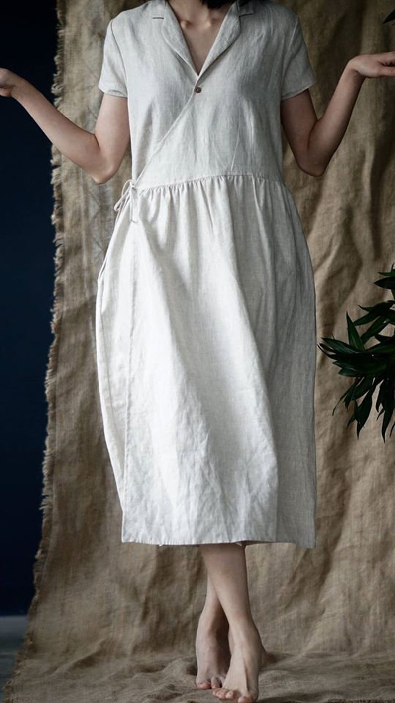 Linen Wrap Dress Linen A-line Dress Available in 50 Colors - Etsy