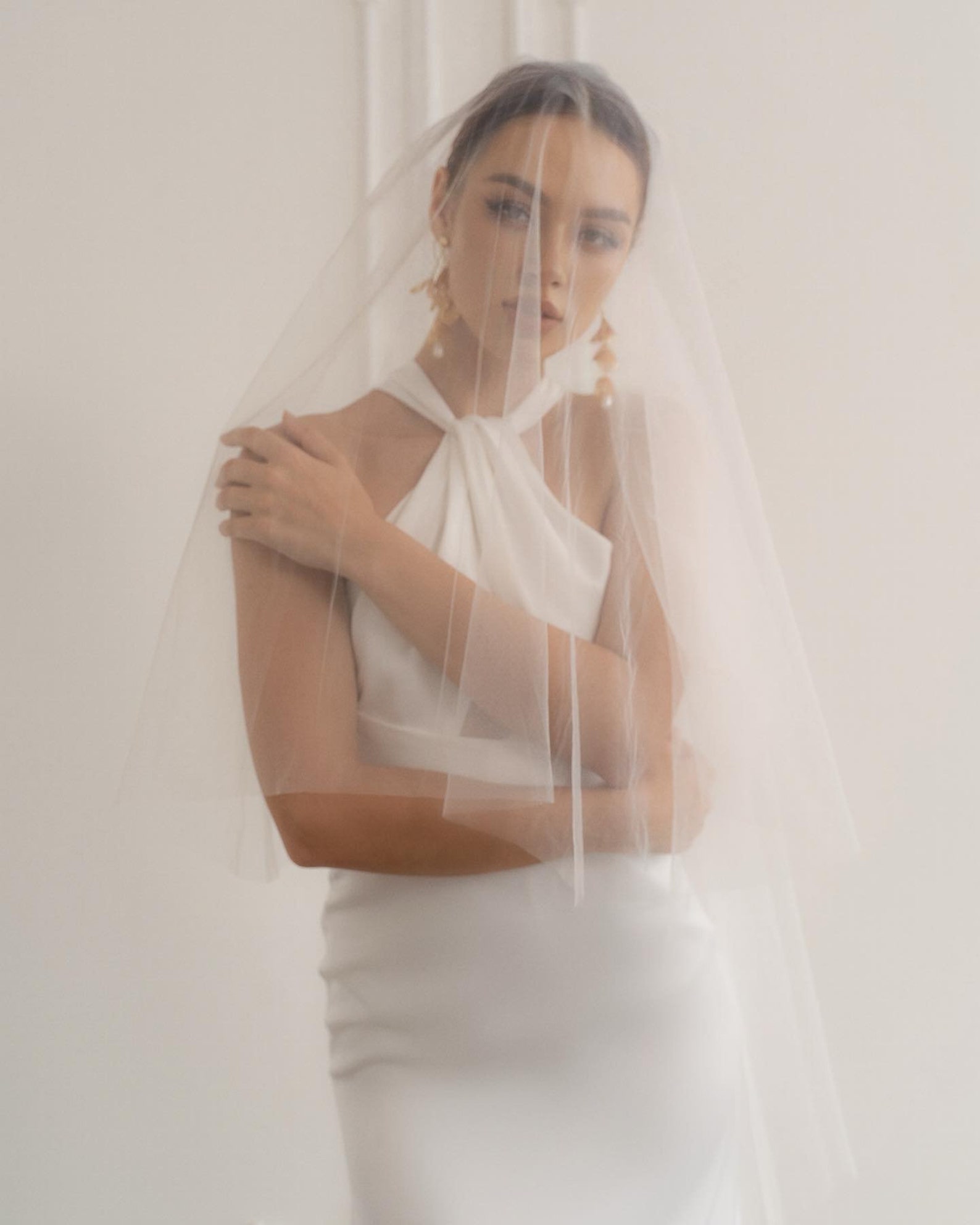 Halter Neck Midi Dress in White- Cross Back Summer Long Dress ...