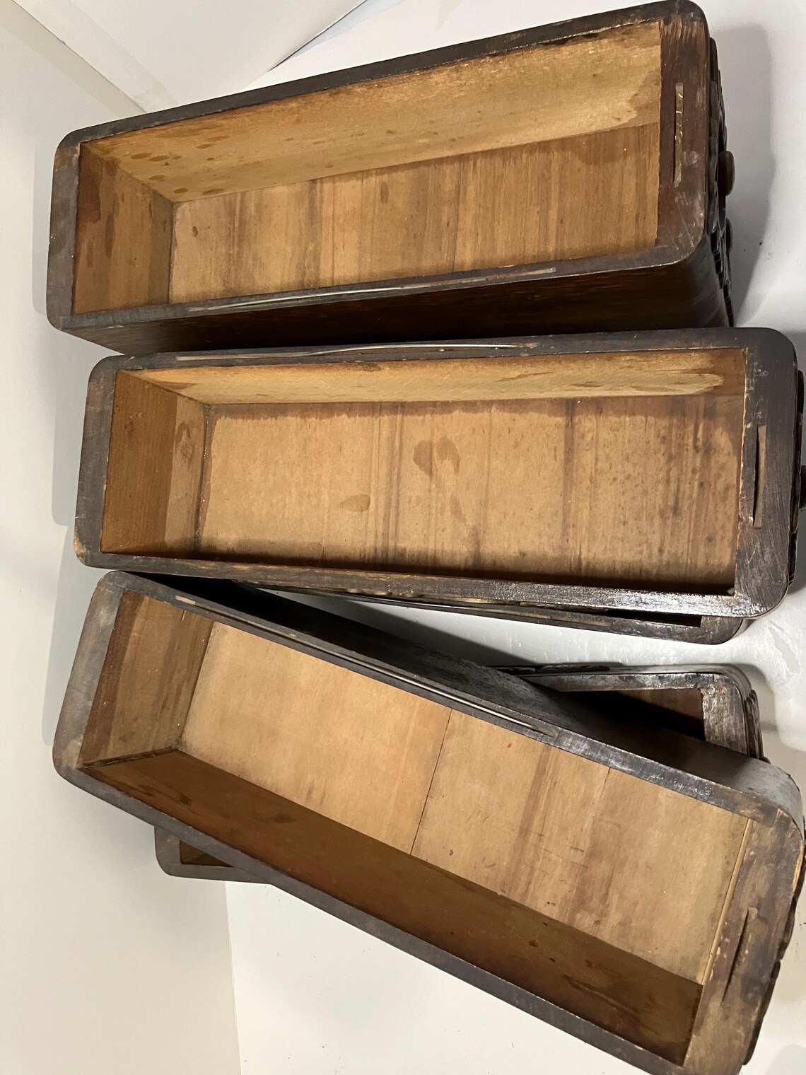 6 Antique Singer Treadle Sewing Machine Ornate Wood Drawers Art Nouveau ...