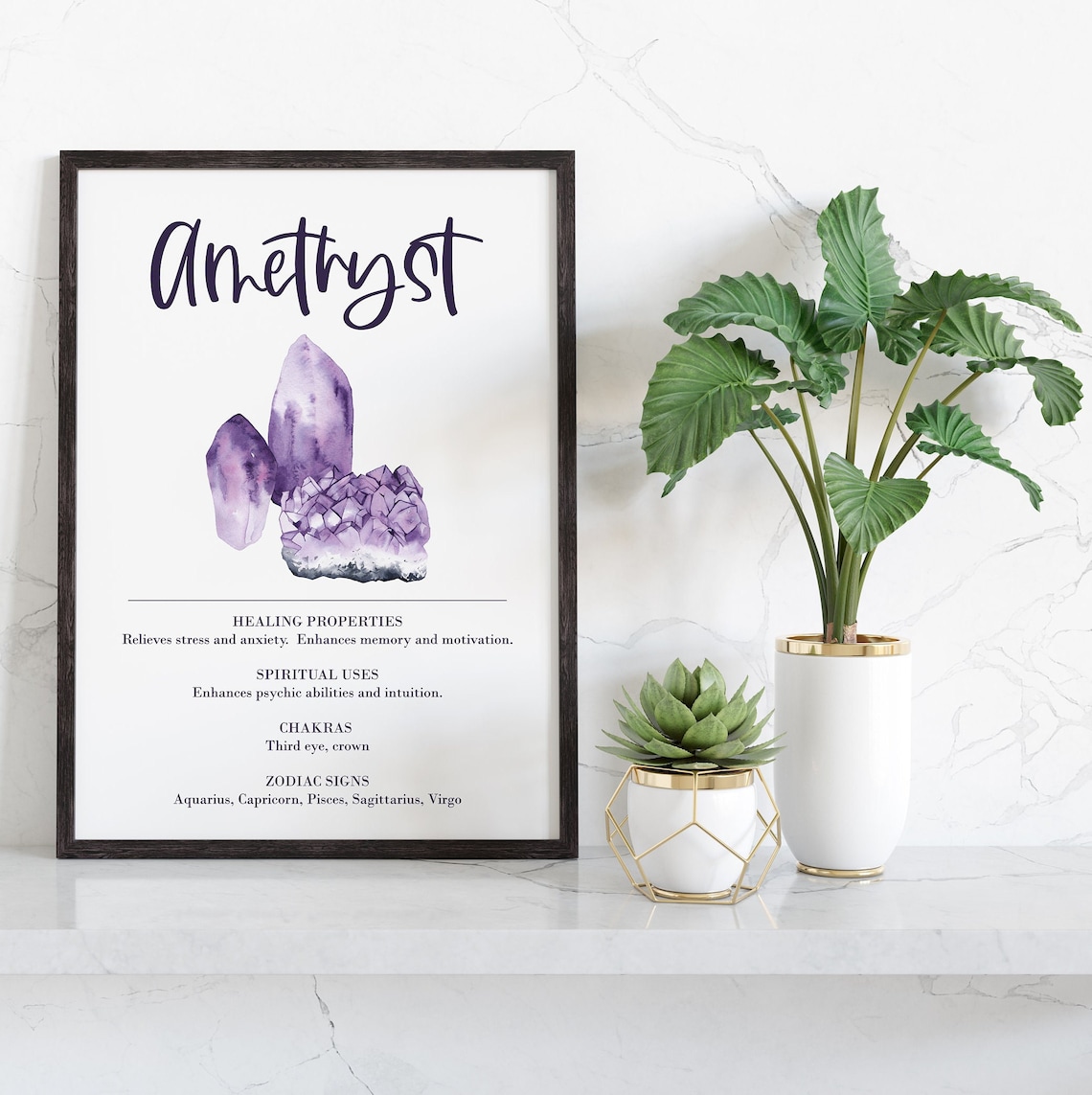 Amethyst Crystal Print | Printable Poster Lists Healing Properties ...