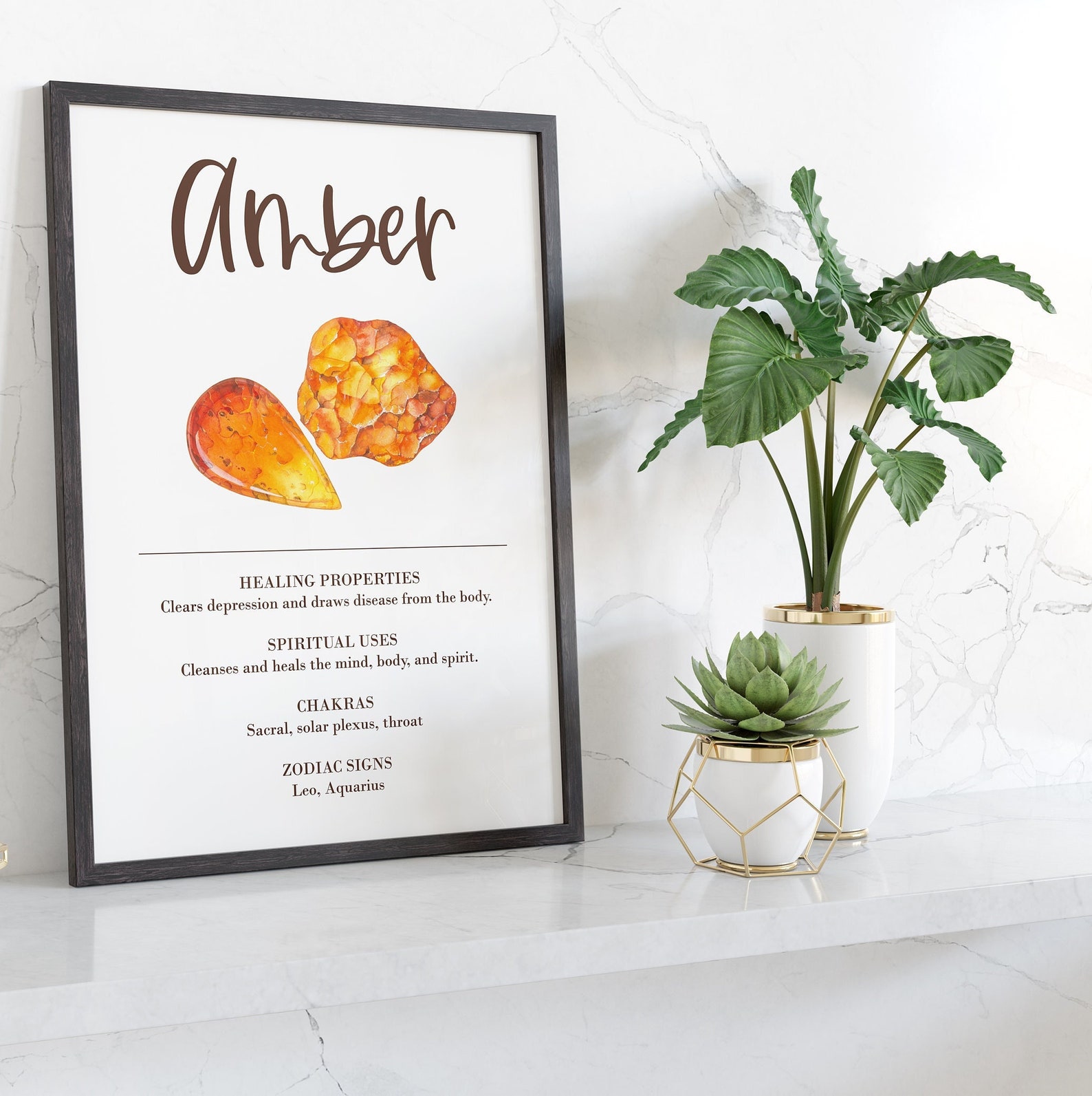 Amber Crystal Print | Printable Poster Lists Healing Properties ...
