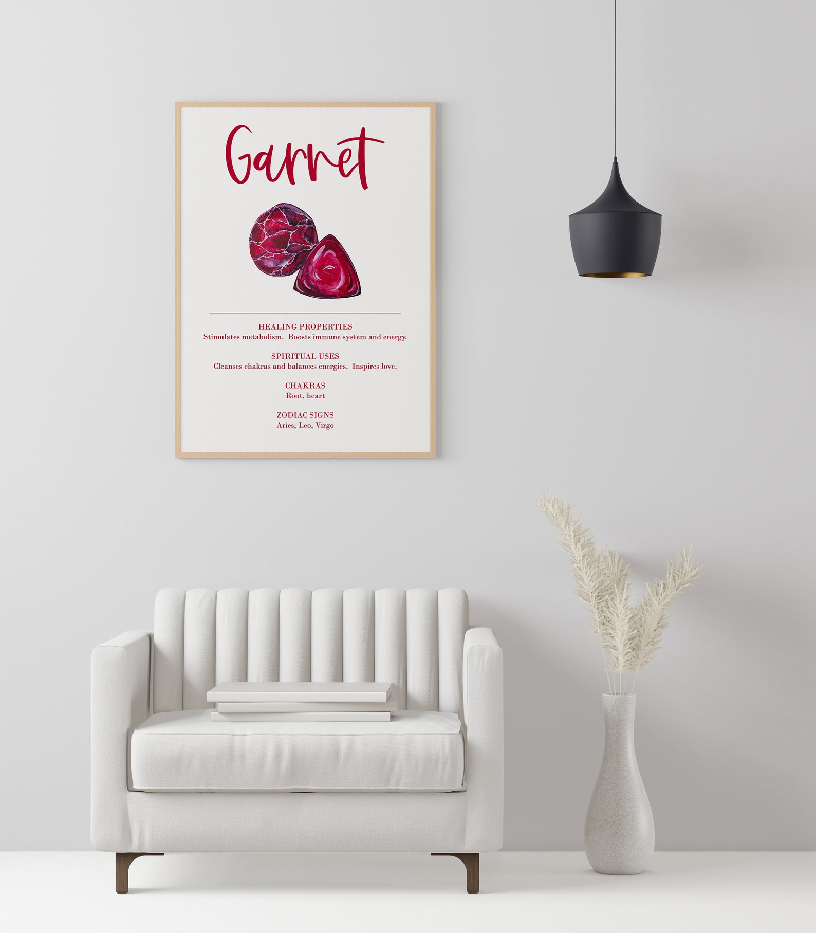 Garnet Crystal Print | Printable Poster Lists Healing Properties ...