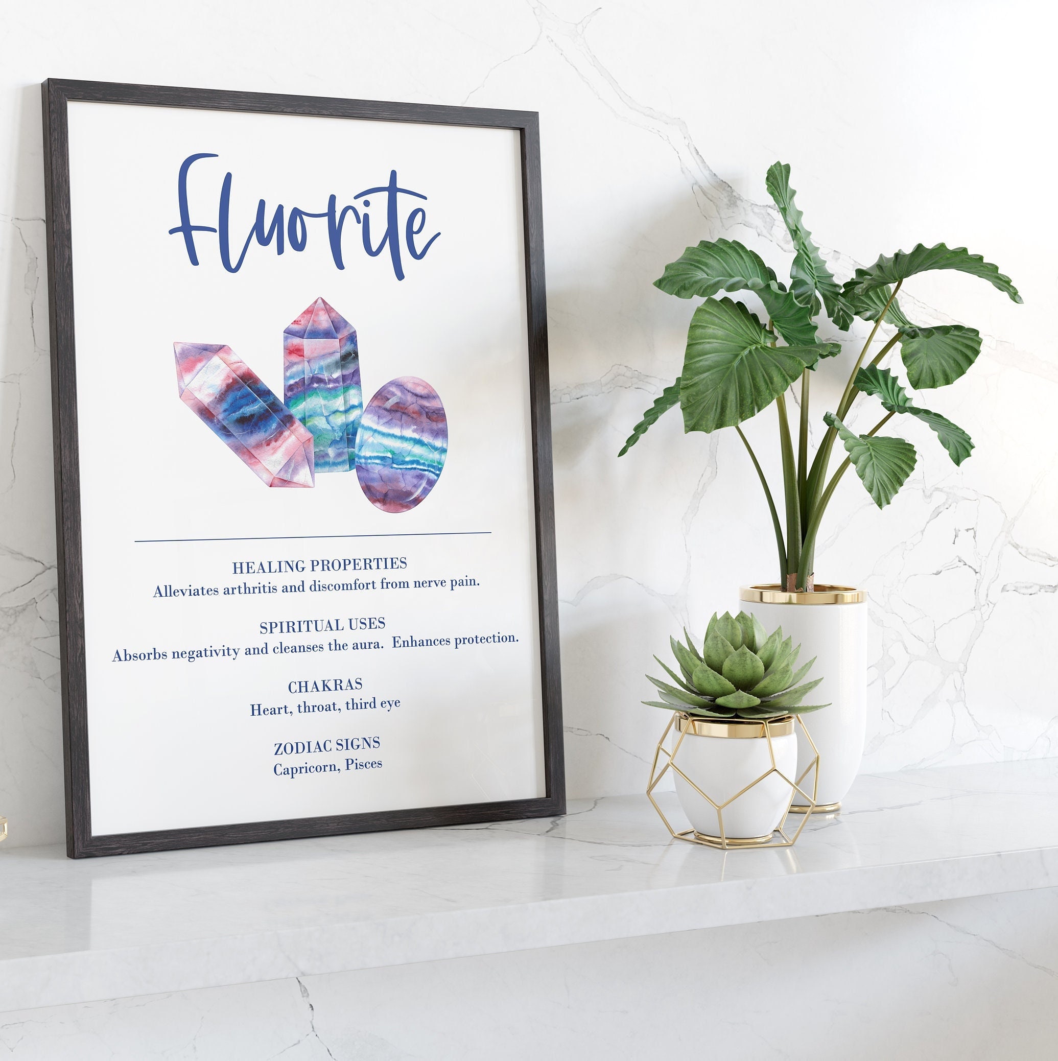 Fluorite Crystal Print Printable Poster Lists Healing Properties ...