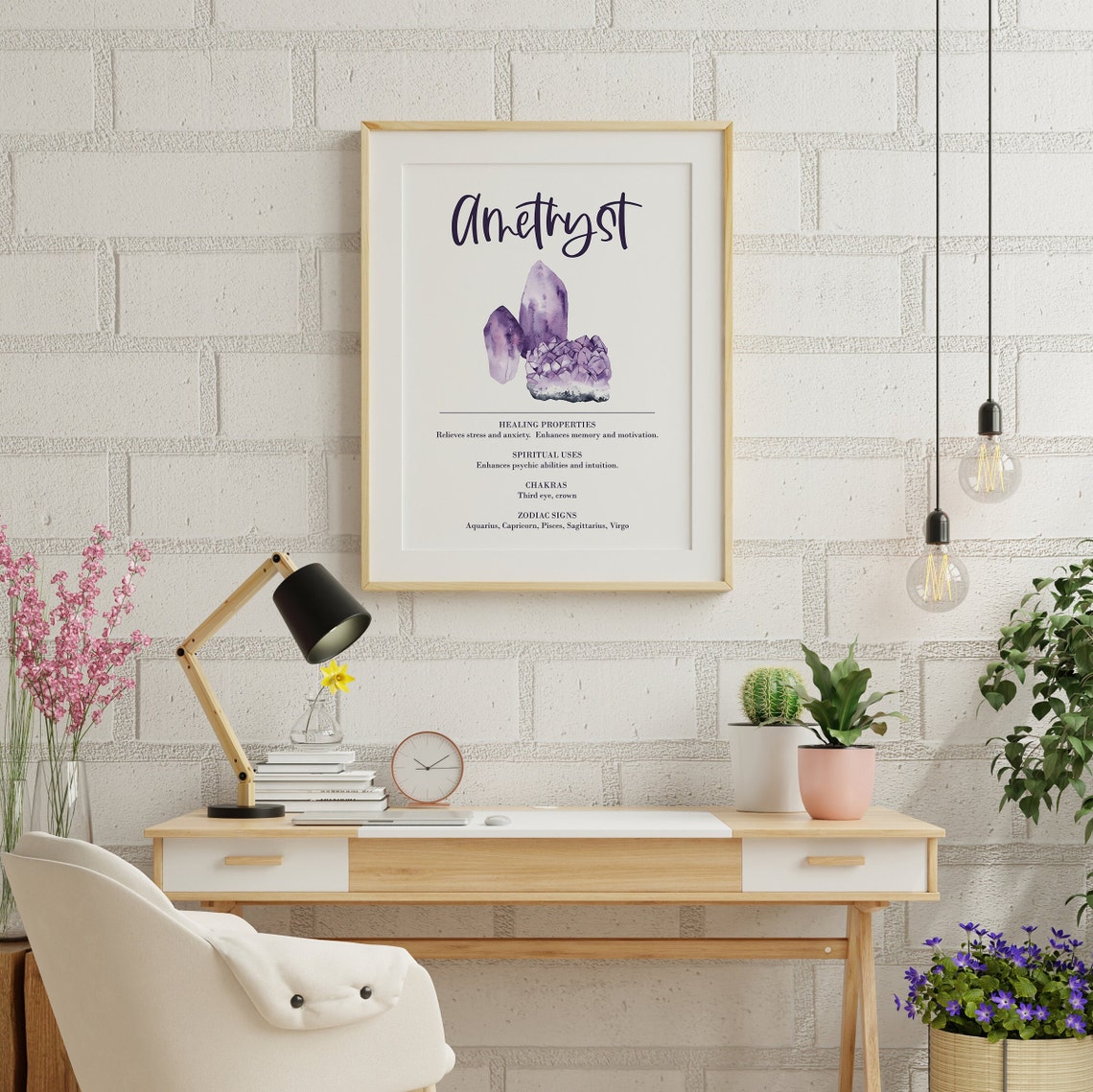 Amethyst Crystal Print | Printable Poster Lists Healing Properties ...