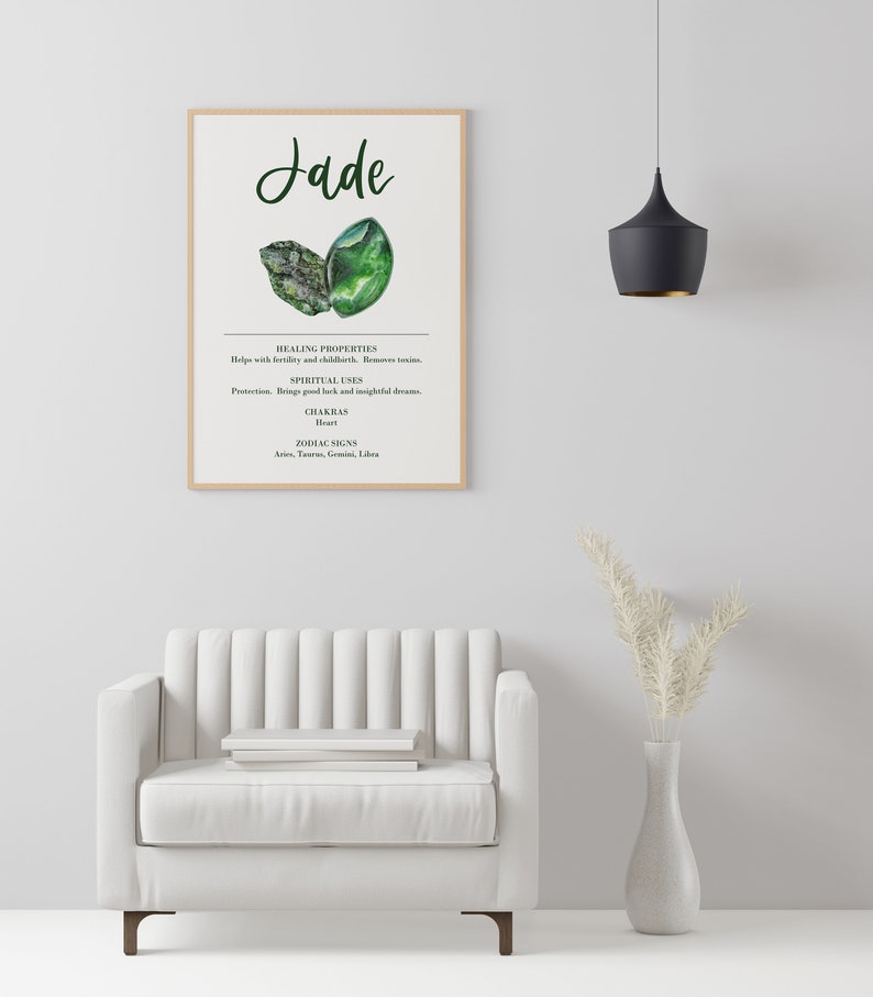 Jade Crystal Print Printable Poster Lists Healing Properties, Spiritual ...