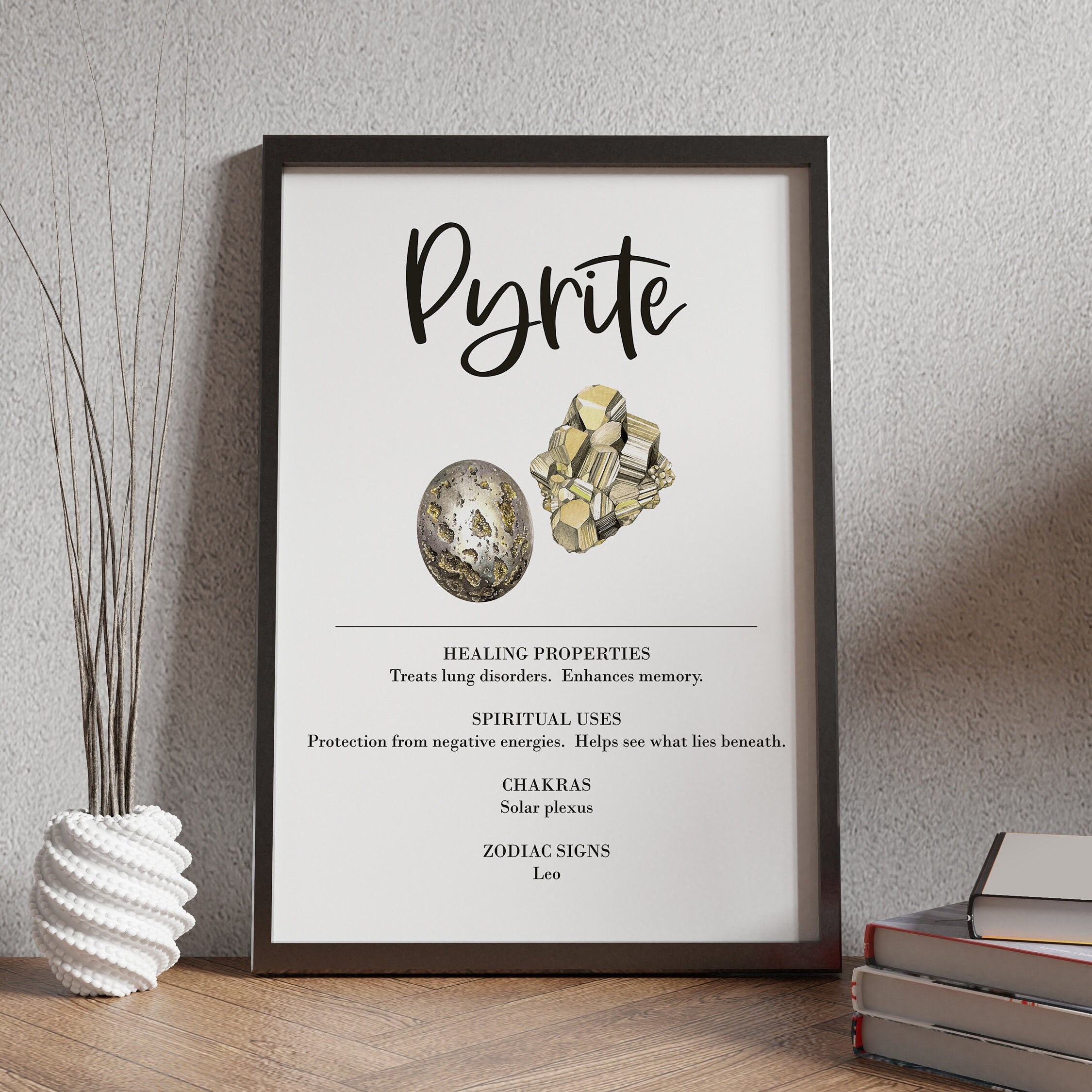 Pyrite Crystal Print Printable Poster Lists Healing Properties ...