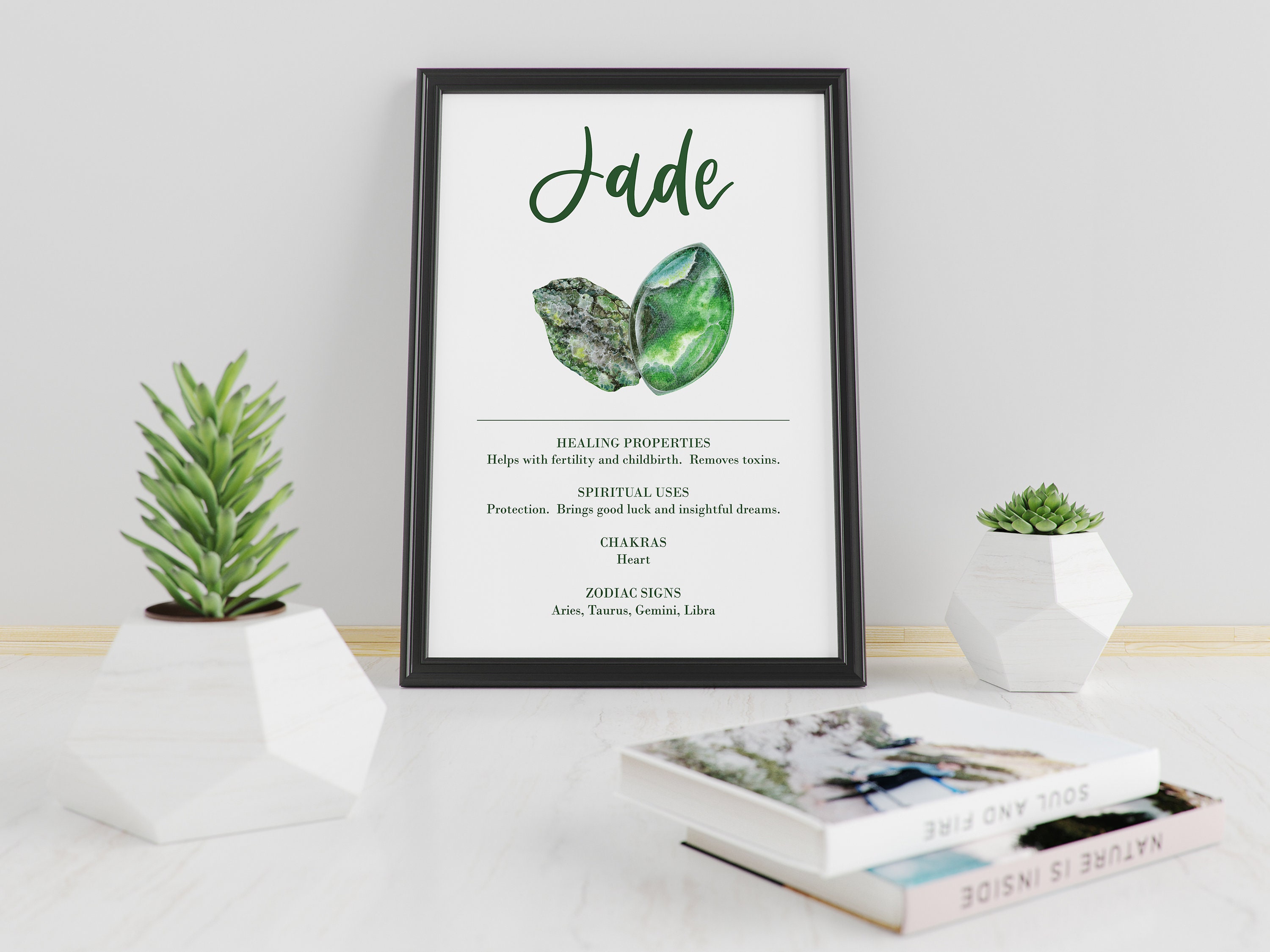 Jade Crystal Print Printable Poster Lists Healing Properties, Spiritual ...