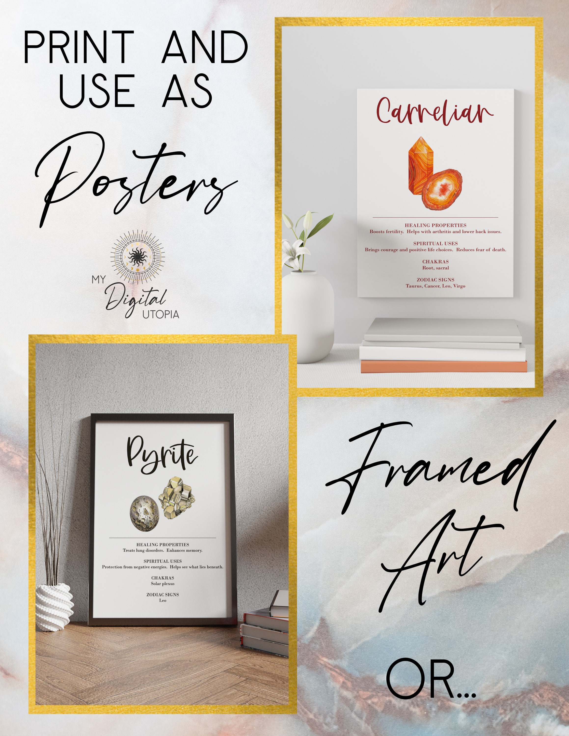 Crystal Print Bundle | Set of 40 Prints for Framed Art, Posters, Mood ...